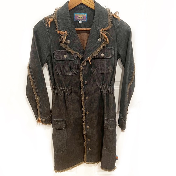 Vintage | Dresses | Y2k Denim Dress Fur Trim Rmg By Remargo Japanese ...